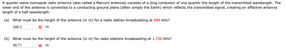 Solved A quarter-wave monopole radio antenna (also called a | Chegg.com