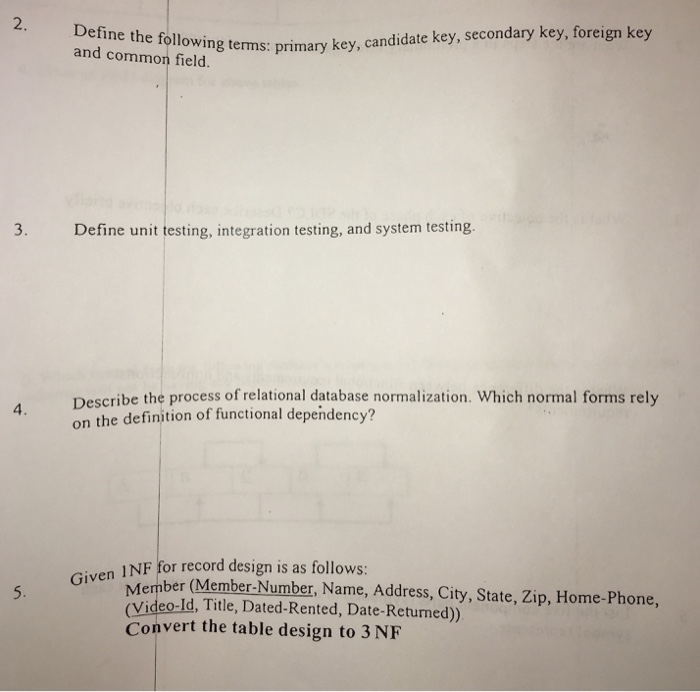 Solved Define the following terms: primary key, candidate | Chegg.com