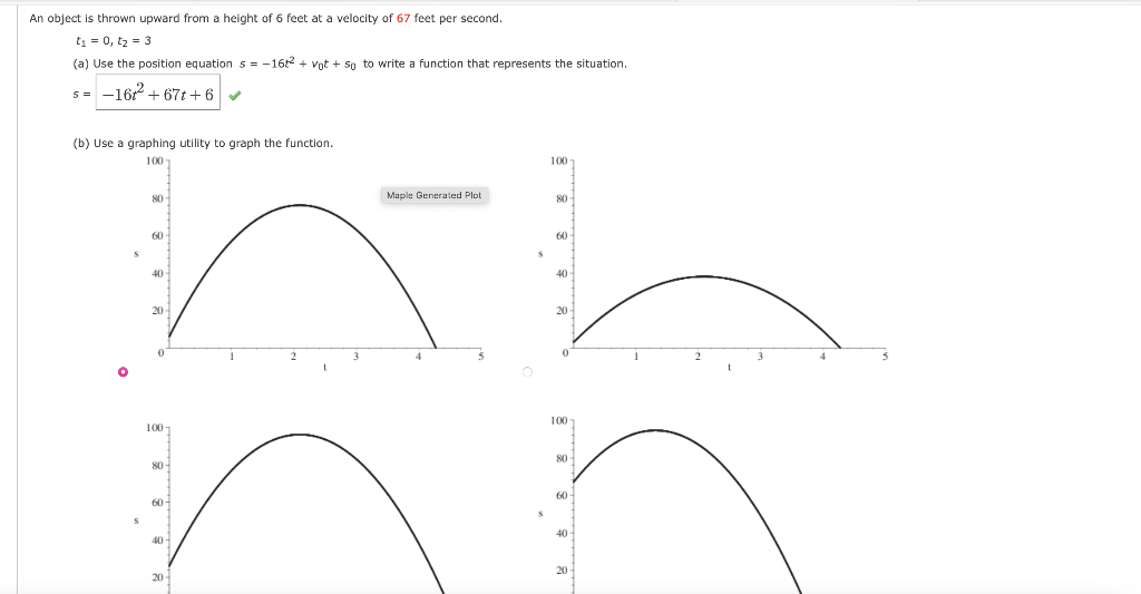 Solved An object is thrown upward from a height of 6 feet at | Chegg.com