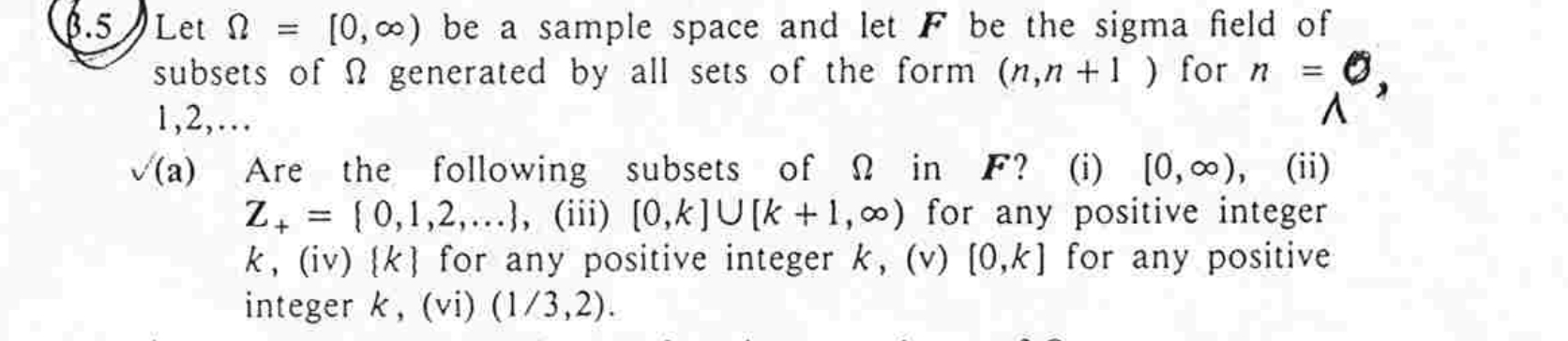 Solved (3.5) Let Ω=[0,∞) be a sample space and let F be the | Chegg.com