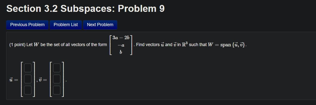 Solved Section 32 Subspaces Problem 9 Previous Problem 1275