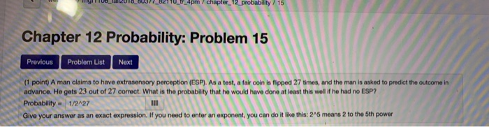 Solved Chapter 12 Probability: Problem 15 Previous Problem | Chegg.com
