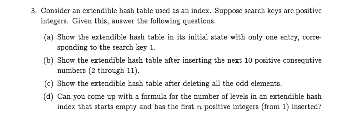 3. Consider an extendible hash table used as an | Chegg.com
