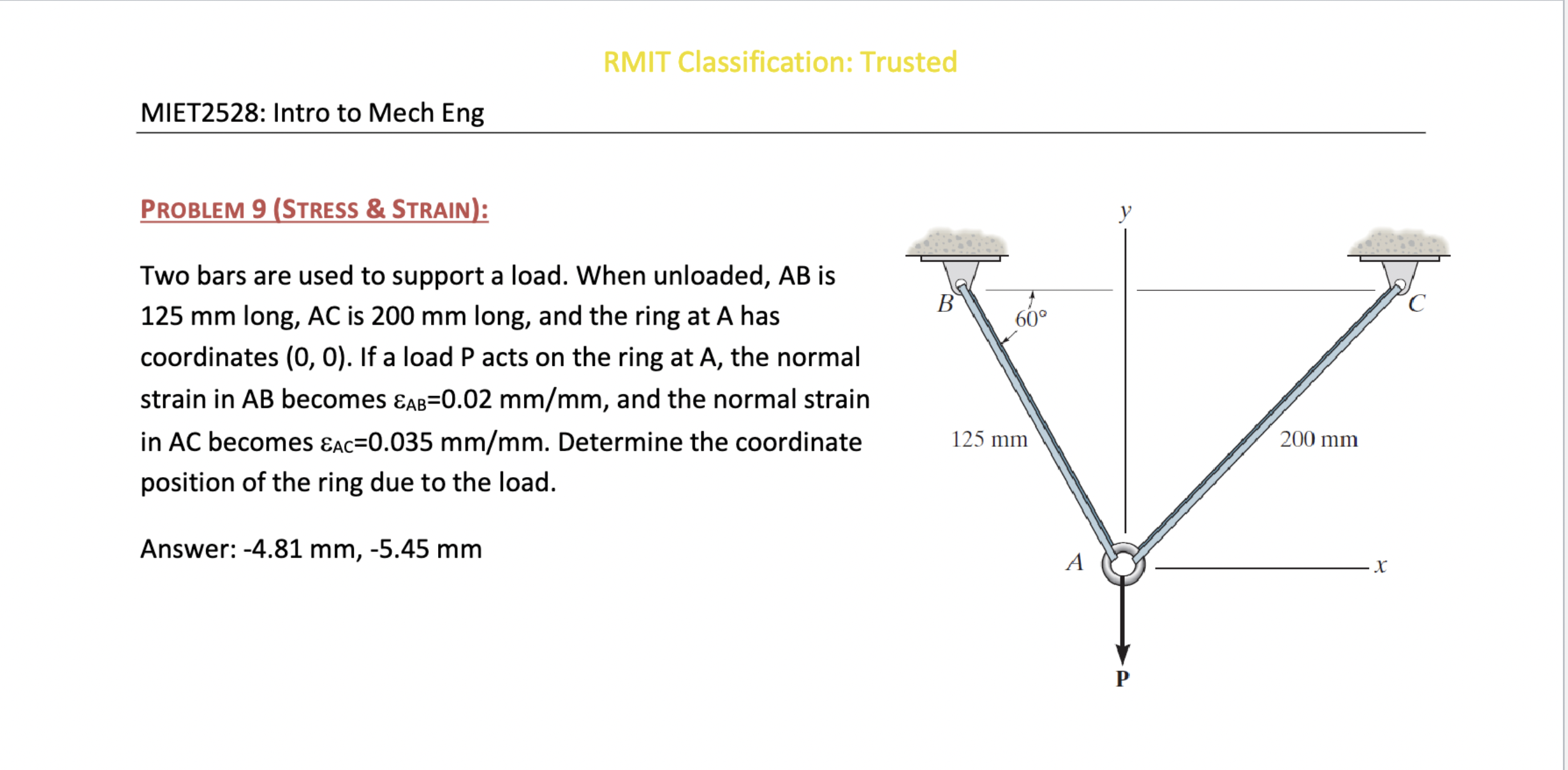 Solved Rmit Classification Trusted Miet2528 Intro To Mech