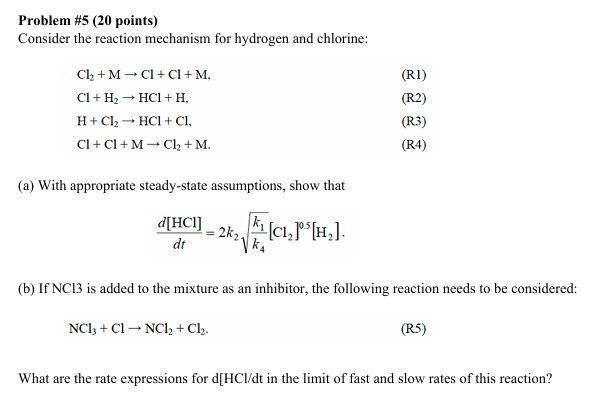 Solved Problem #5 (20 ﻿points)Consider the reaction | Chegg.com