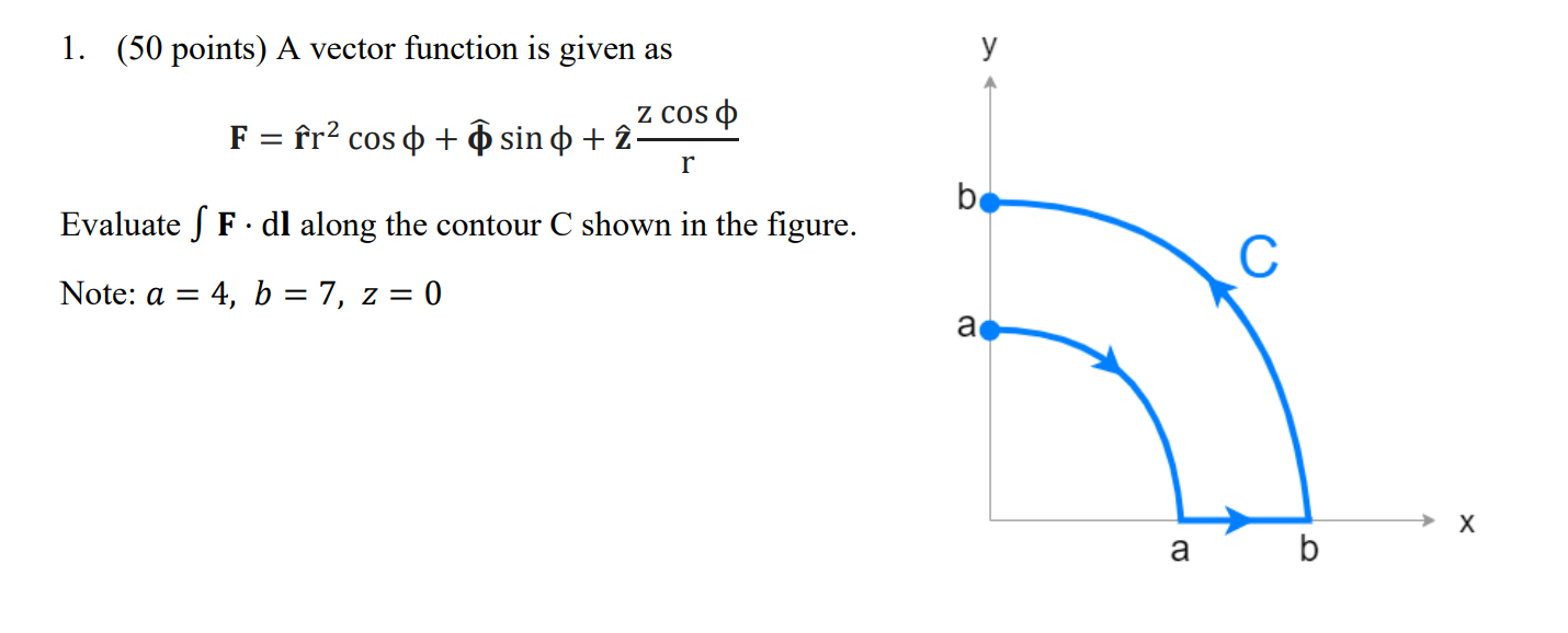 Solved 1. (50 points) A vector function is given as | Chegg.com