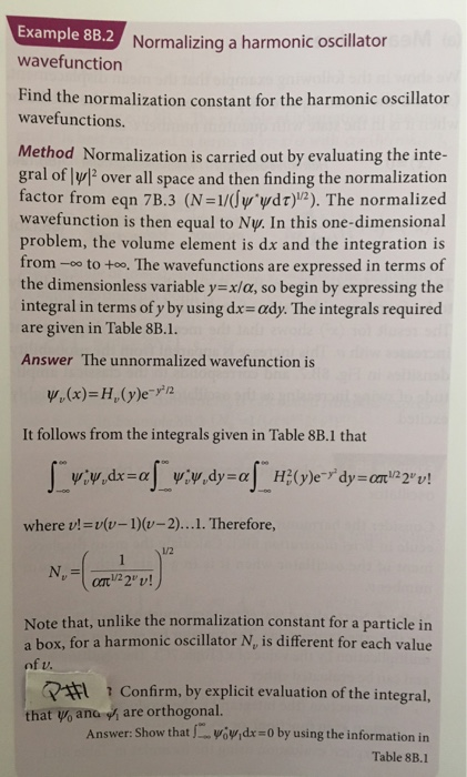 Solved Example 8B.2 wavefunction Normalizing a harmonic | Chegg.com