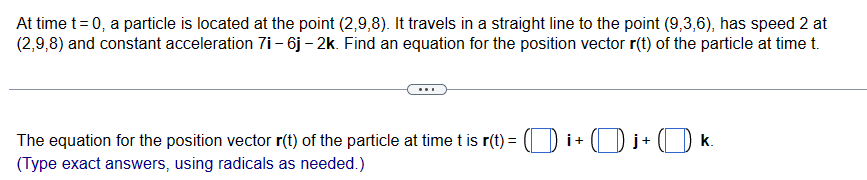 Solved At time t=0, a particle is located at the point | Chegg.com