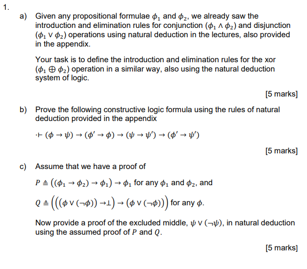 Solved 1 A Given Any Propositional Formulae ° And 02 We 6590