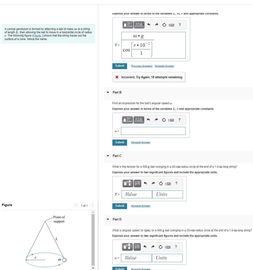 Solved A conical pendulum is formed by attaching a ball of | Chegg.com