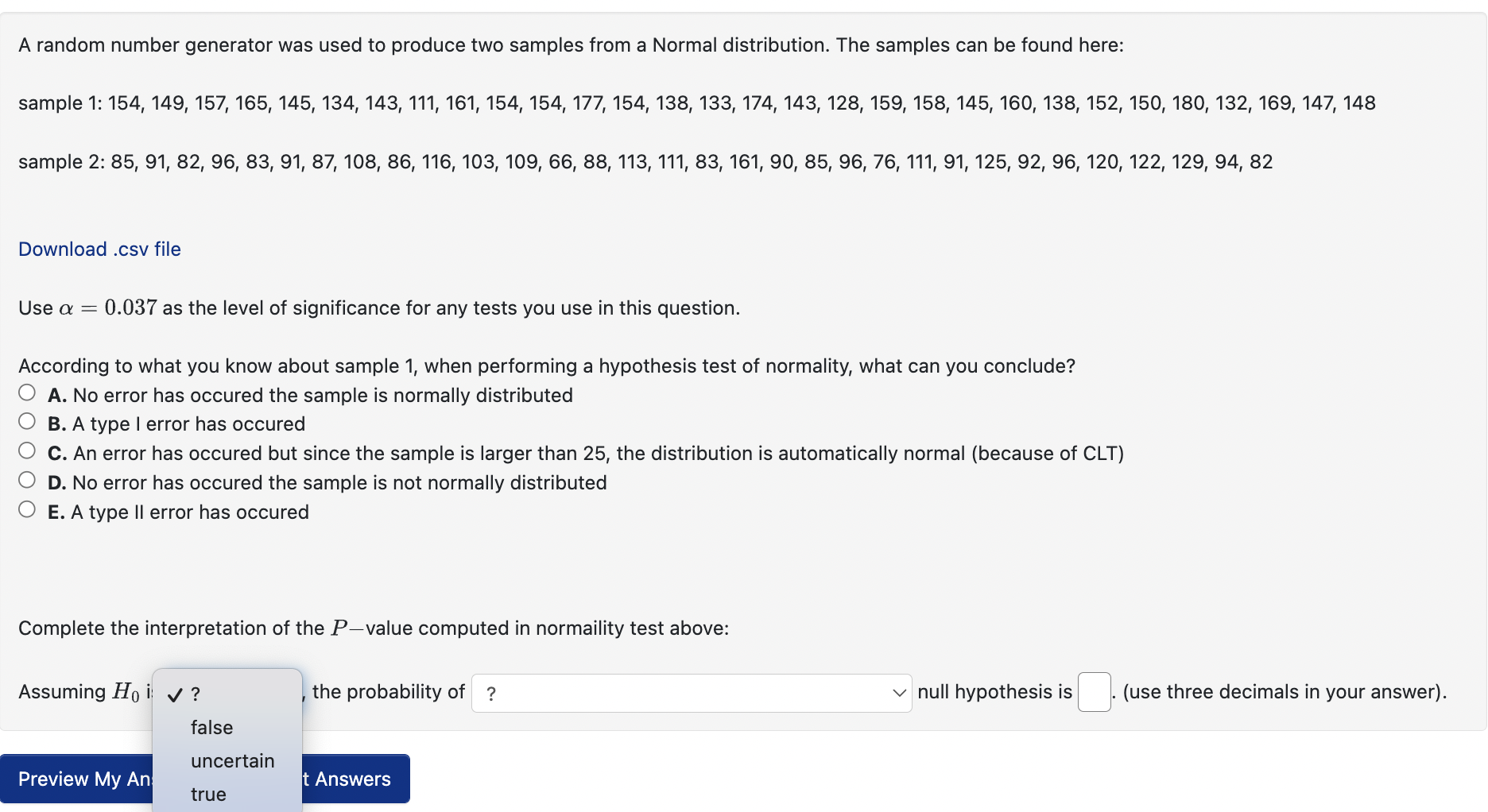 Solved A random number generator was used to produce two | Chegg.com