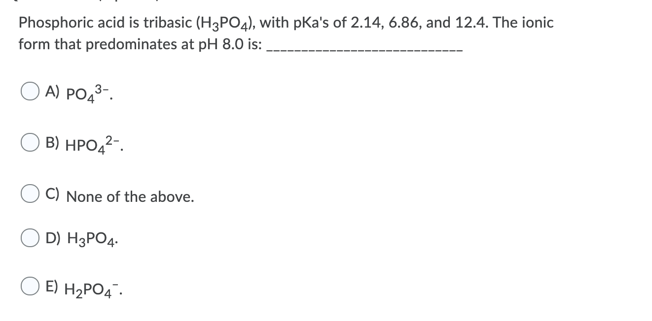 Solved Phosphoric acid is tribasic (H3PO4), with pka's of | Chegg.com