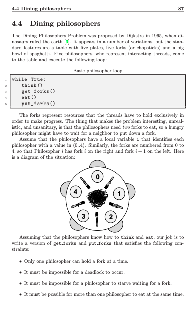 Solved 4.4 Dining philosophers 87 4.4 Dining philosophers | Chegg.com