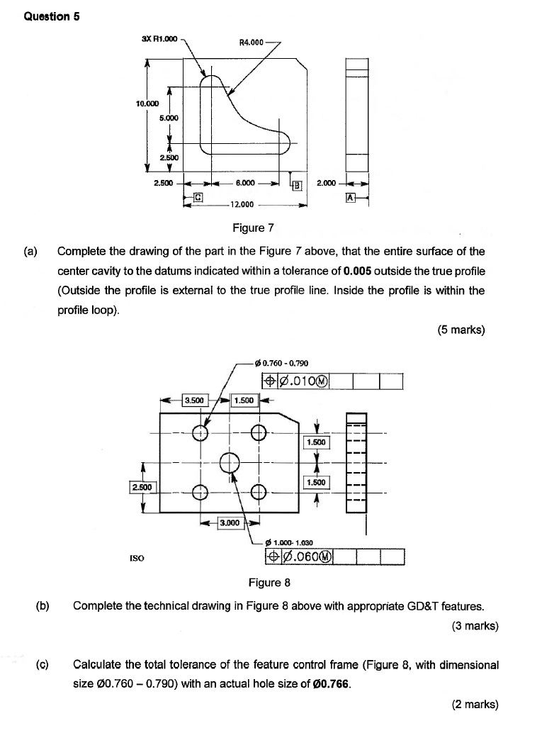 Solved Question 5(a) ﻿Complete the drawing of the part in | Chegg.com