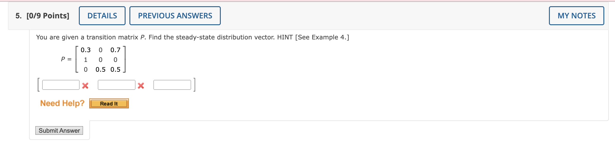 Solved You Are Given A Transition Matrix P Find The