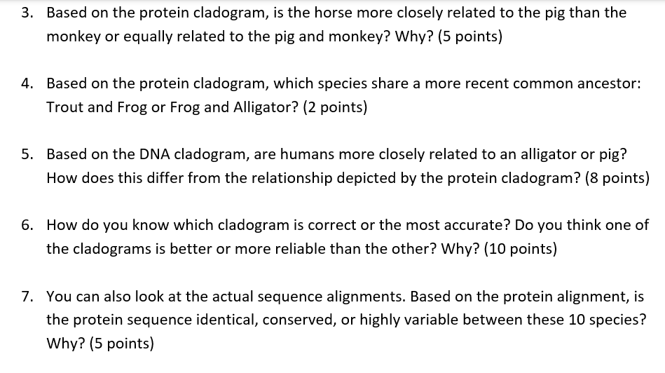 Solved Paste pictures of both your cladograms (Protein and | Chegg.com