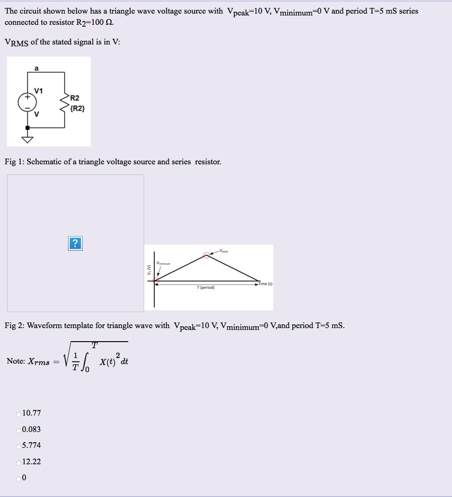 Solved The circuit shown below has a triangle wave voltage | Chegg.com