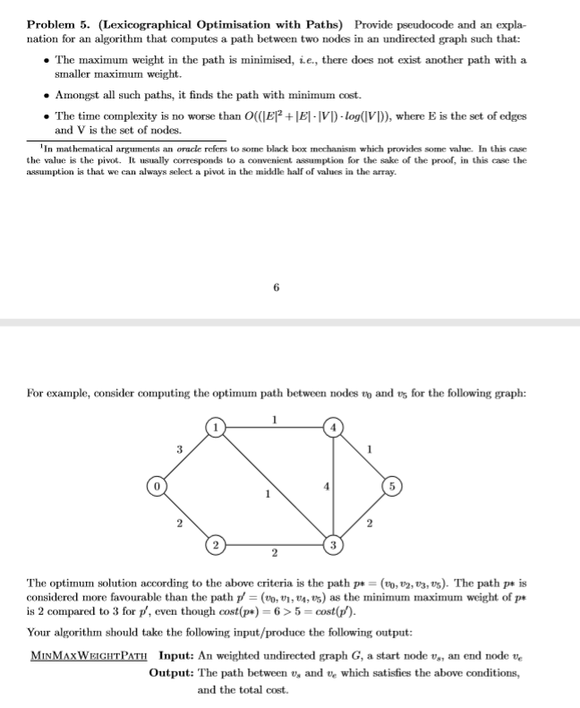 Solved Problem 5. (Lexicographical Optimisation with Paths) | Chegg.com