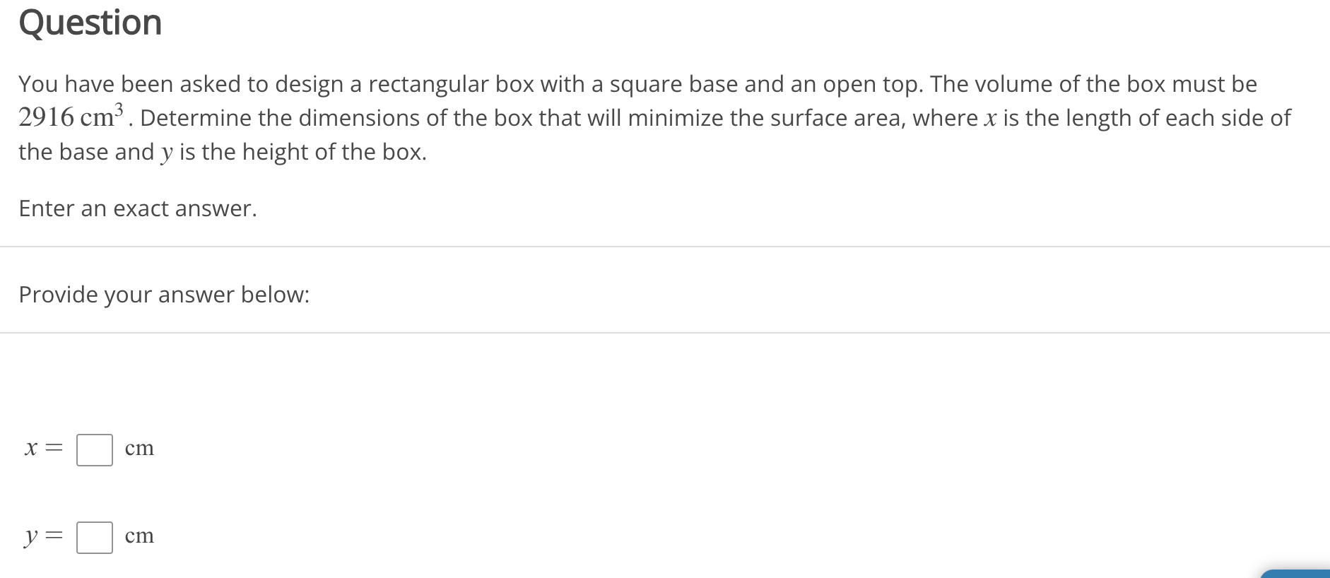 Solved Question You have been asked to design a rectangular | Chegg.com