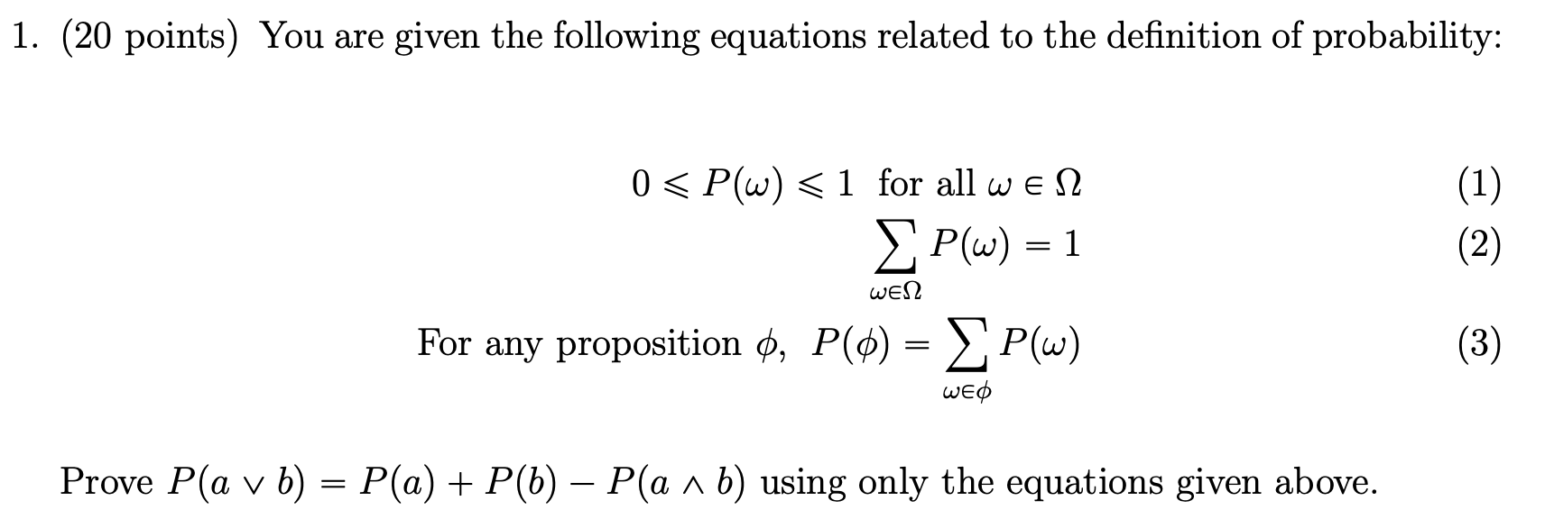 (20 points) You are given the following equations | Chegg.com