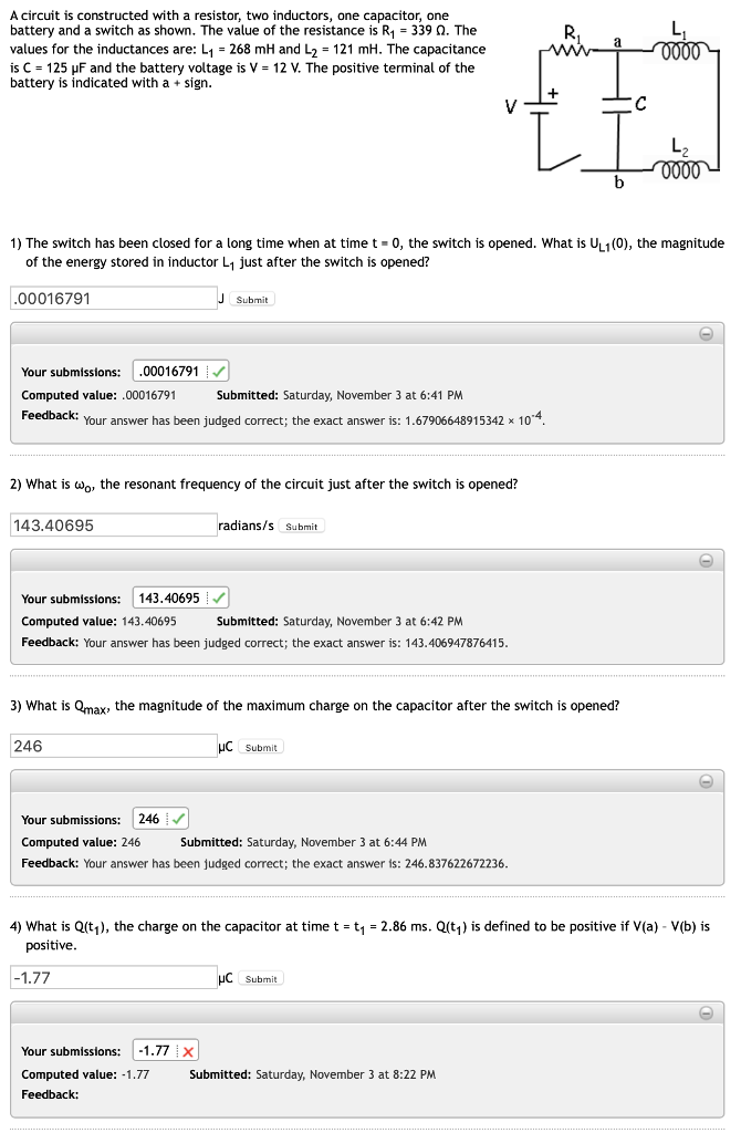 Solved A circuit is constructed with a resistor, two | Chegg.com
