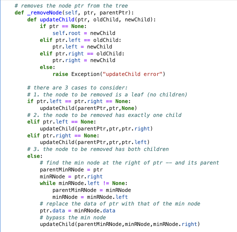Solved \# removes the node ptr from the tree def | Chegg.com