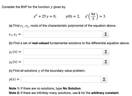 Solved Consider the BVP for the function y given by y" + 25 | Chegg.com