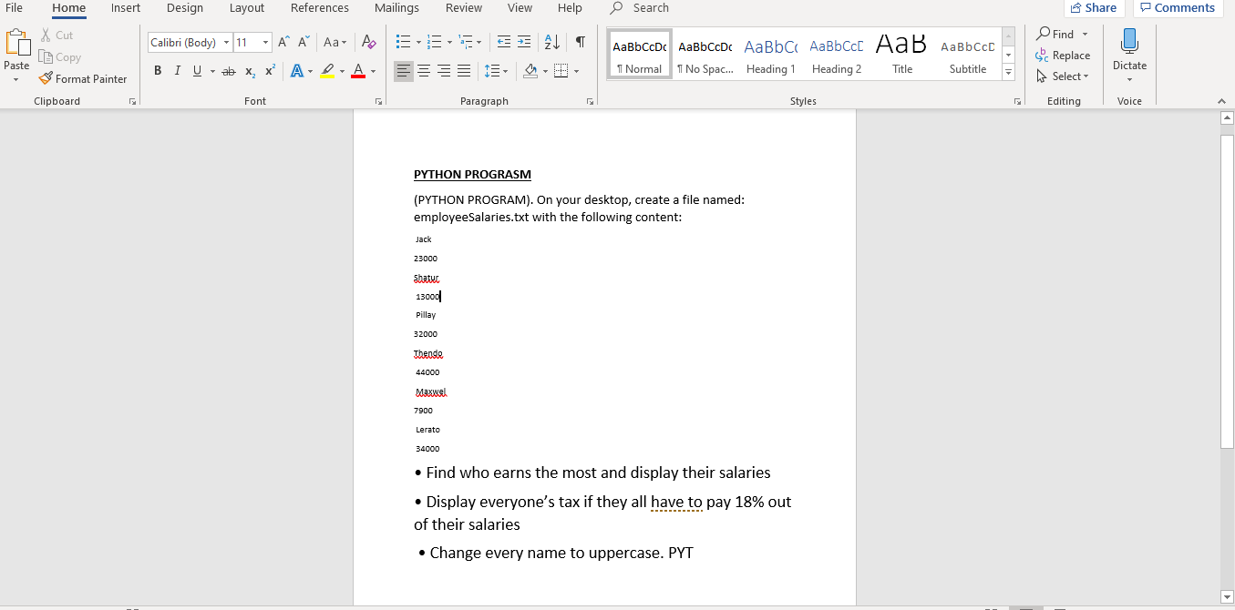 Solved File Home Insert Design Layout References Mailings | Chegg.com