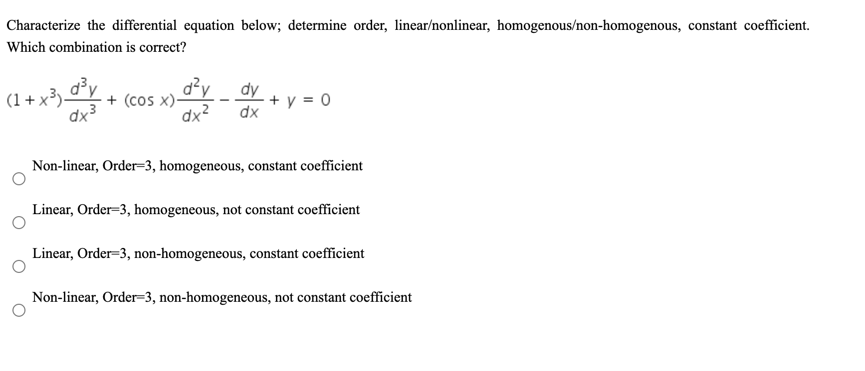 Solved Characterize the differential equation below; | Chegg.com