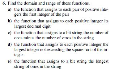 Solved 6. Find the domain and range of these functions. a) | Chegg.com