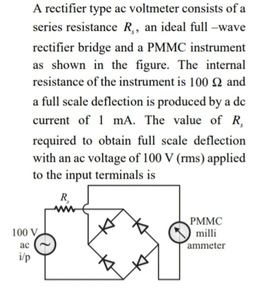 Solved A rectifier type ac voltmeter consists of a series | Chegg.com