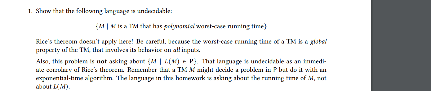 Solved 1. Show that the following language is undecidable: | Chegg.com
