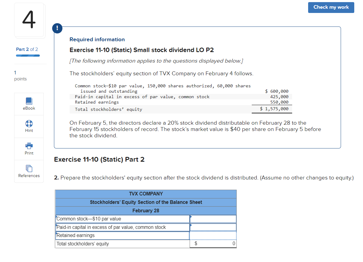 Solved Required information Exercise 11-10 (Static) Small | Chegg.com