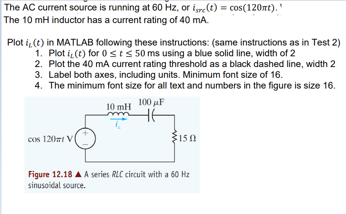 Solved The AC current source is running at 60 Hz, or isrc(t) | Chegg.com