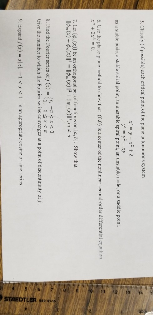 Solved 5. Classify (if possible) each critical point of the | Chegg.com