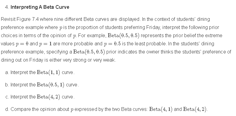 4. Interpreting A Beta Curve Revisit Figure 7.4 where | Chegg.com