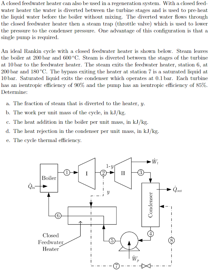 Solved A closed feedwater heater can also be used in a | Chegg.com