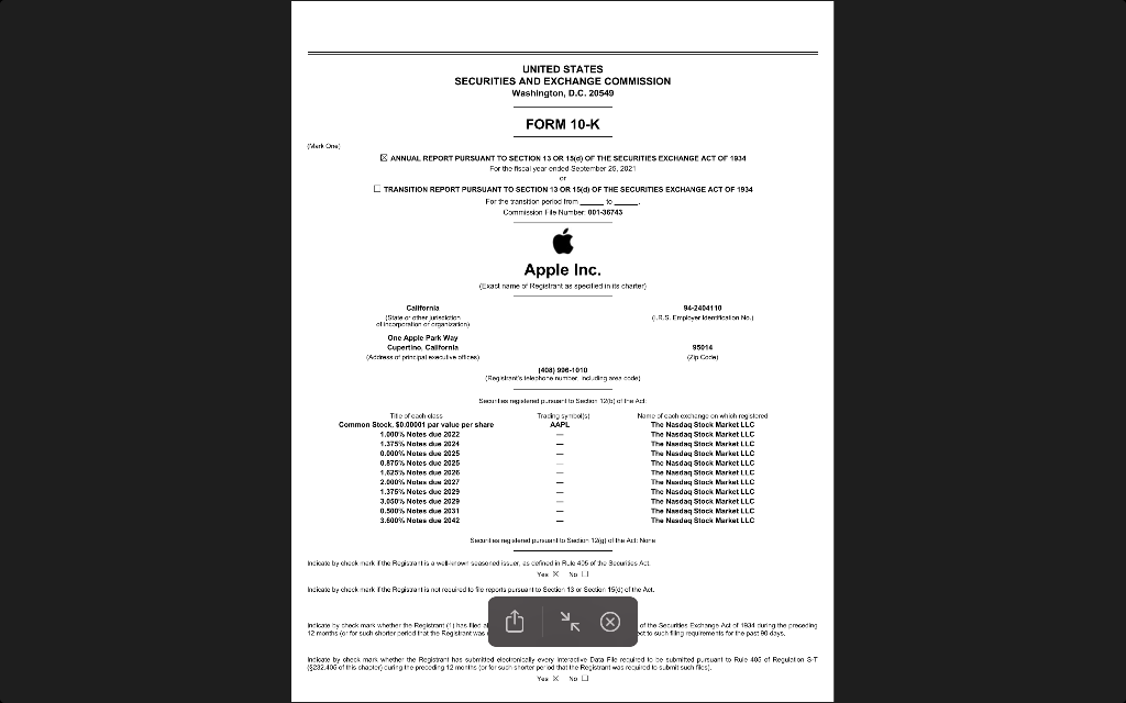 Solved Attached are the 2021 financial statements of Apple | Chegg.com