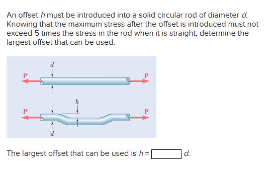 Solved An offset h ﻿must be introduced into a solid circular | Chegg.com