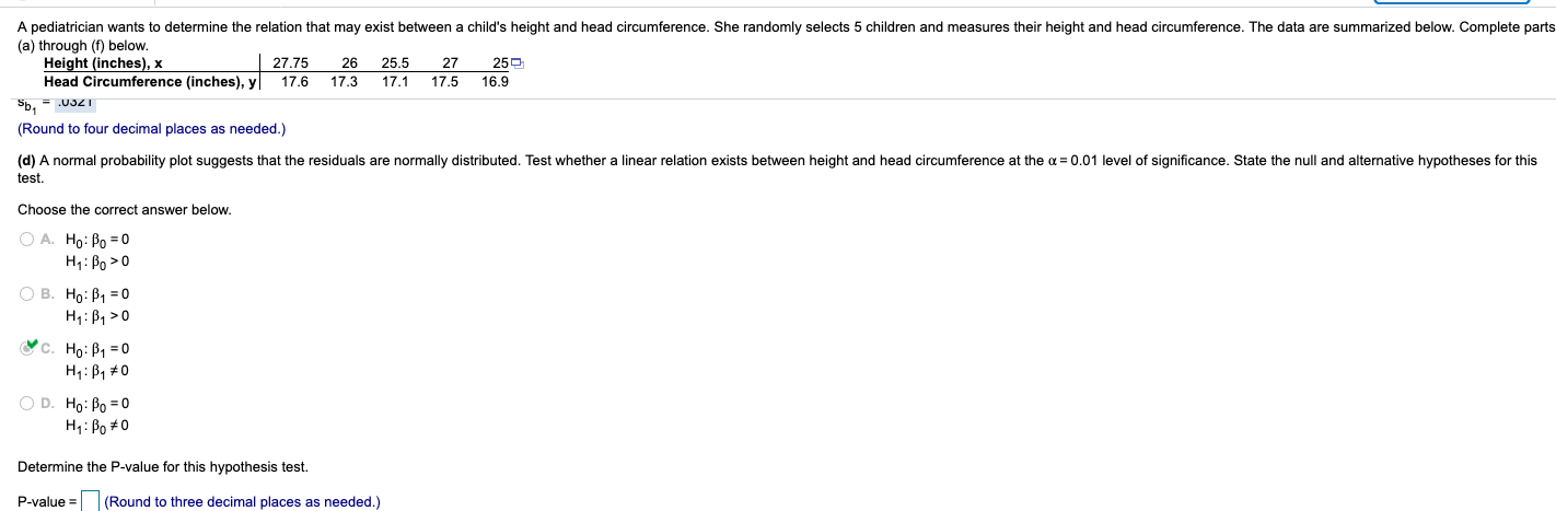Solved A pediatrician wants to determine the relation that | Chegg.com
