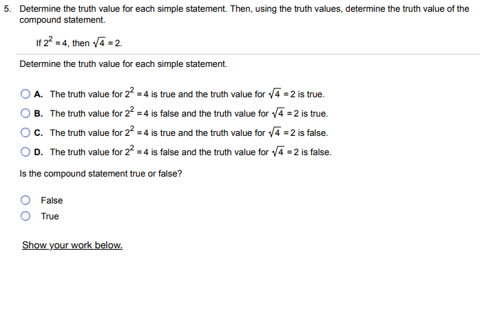 Solved 5. Determine the truth value for each simple | Chegg.com