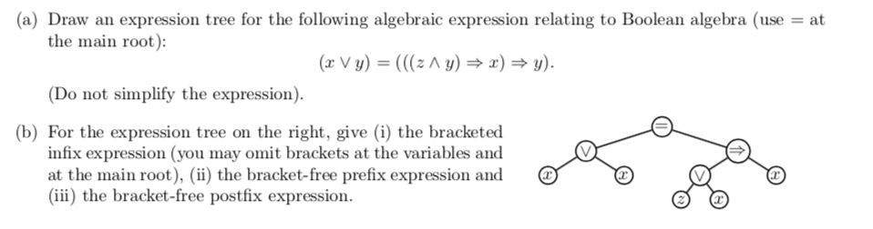 Solved (a) Draw an expression tree for the following | Chegg.com