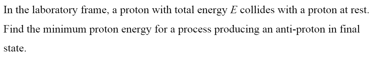 Solved In the laboratory frame, a proton with total energy E | Chegg.com