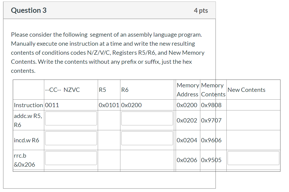 Solved From the table below, please provide answers for | Chegg.com