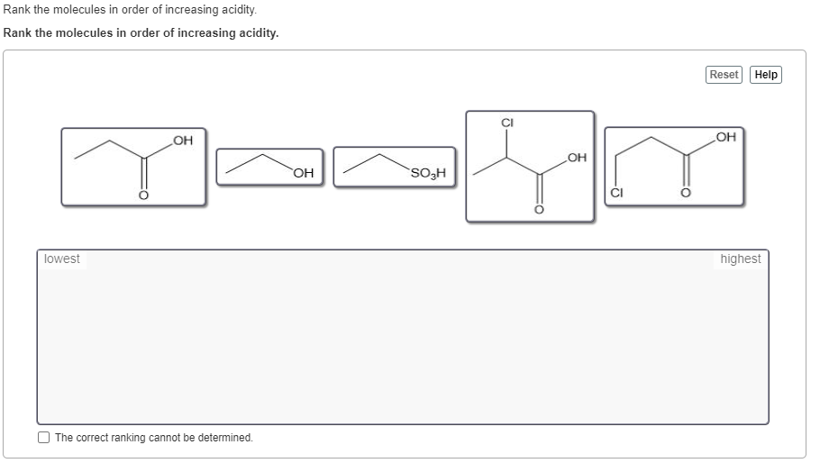 Solved Rank the molecules in order of increasing acidity. | Chegg.com