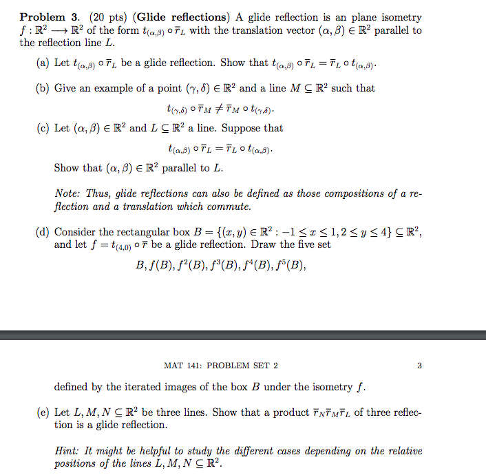 Solved Problem 3. (20 pts) (Glide reflections) A glide | Chegg.com