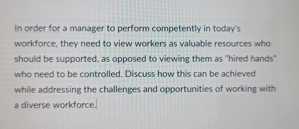 Solved In order for a manager to perform competently in | Chegg.com