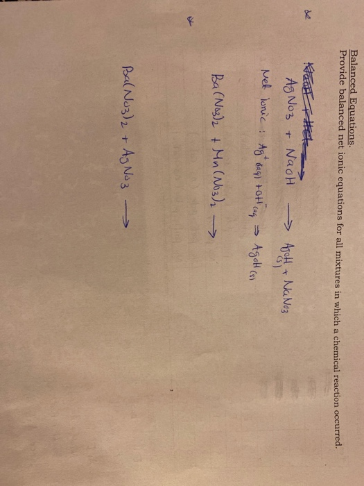 Solved Balanced Equations. Provide balanced net ionic | Chegg.com
