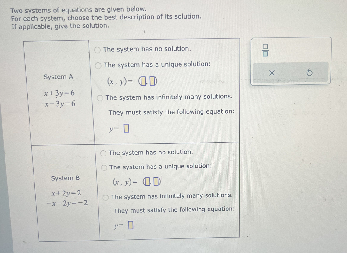 Solved Two systems of equations are given below. For If a | Chegg.com