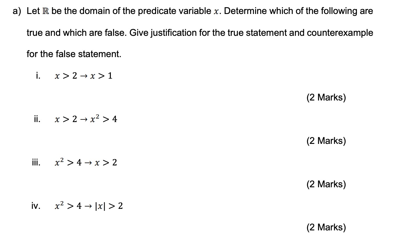 Solved a) Let R be the domain of the predicate variable x. | Chegg.com